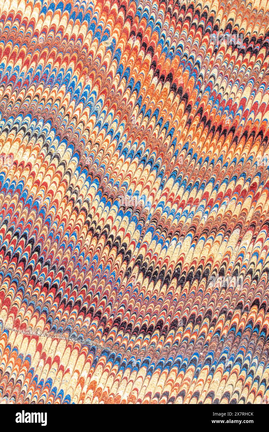 Marbled book endpaper from 1856 book. An example of old decorative art ...