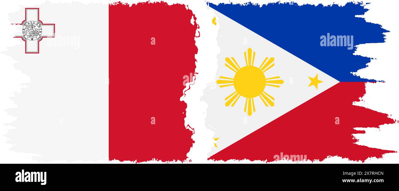 Philippines and Malta grunge flags connection, vector Stock Vector ...