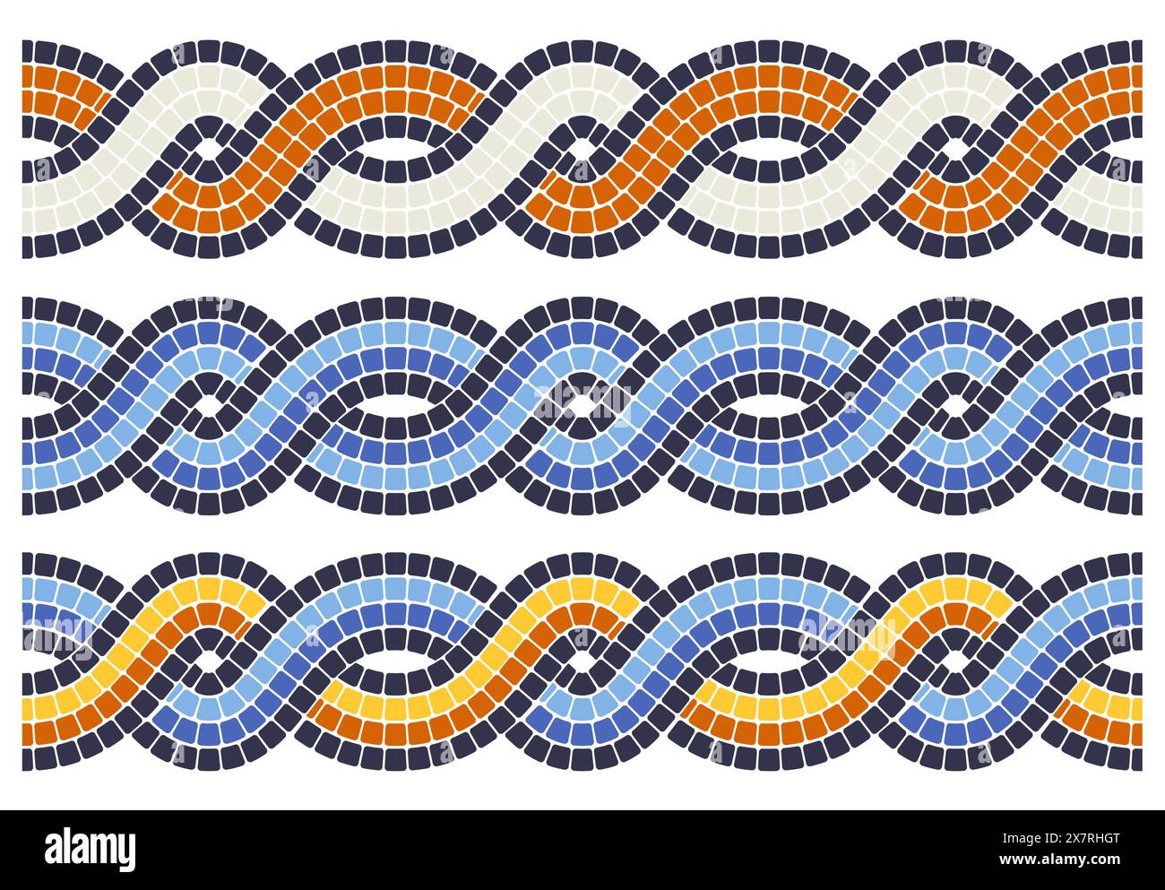 Interlacing of mosaic lines, seamless pattern with two interweaving ...