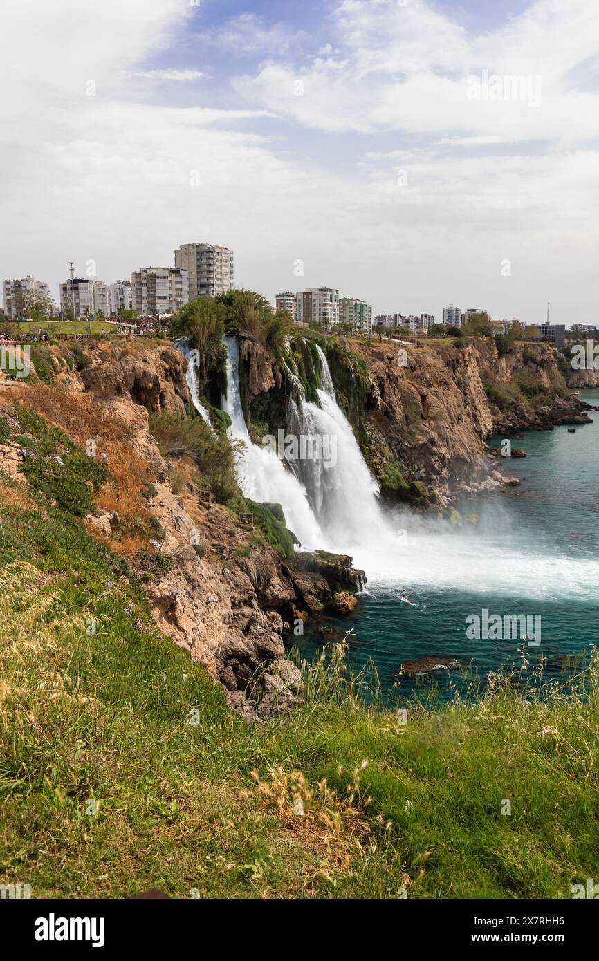 The famous waterfalls in Duden Park, Antalya, Turkey. From city level ...