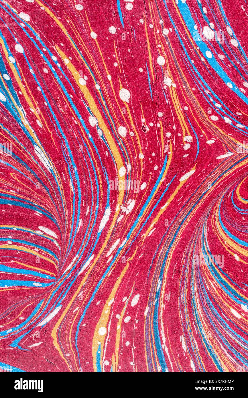 Marbled book endpaper from 1881 book. An example of old decorative art ...