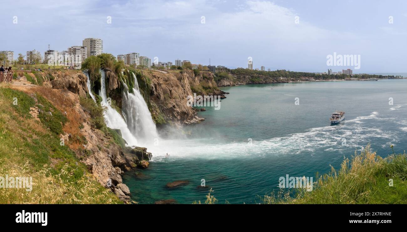 Panorama of the famous Duden Waterfalls in Duden Park, Antalya in ...