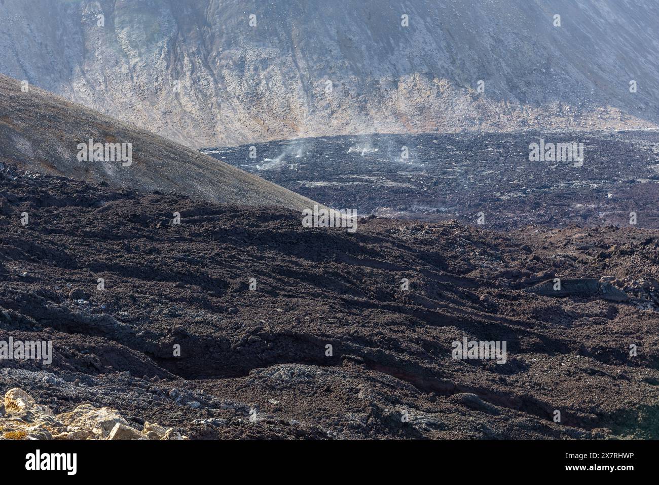 Fagradalsfjall volcano lava field with frozen basaltic lava created ...