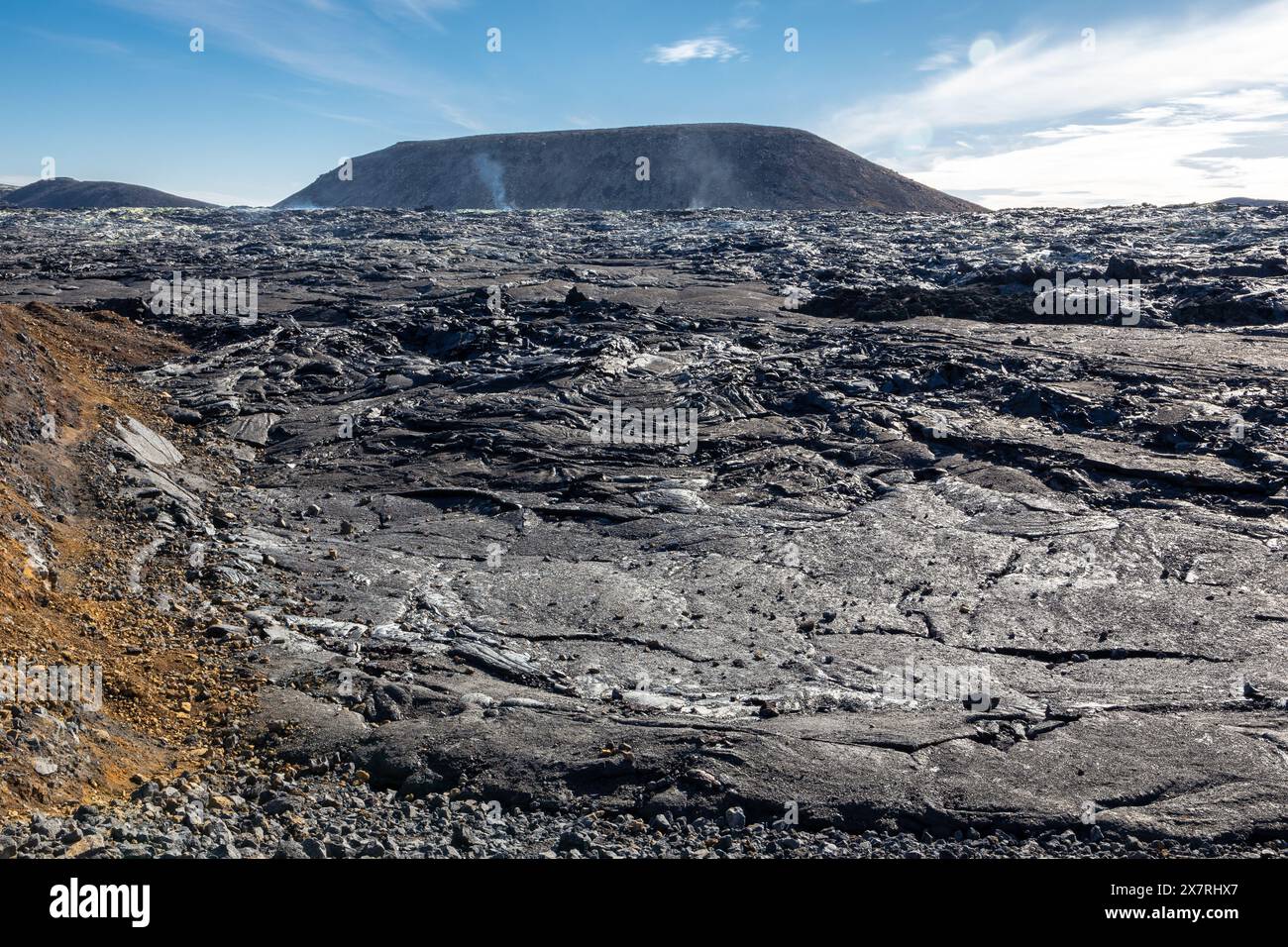 Fagradalsfjall volcano lava field with frozen basaltic lava created ...