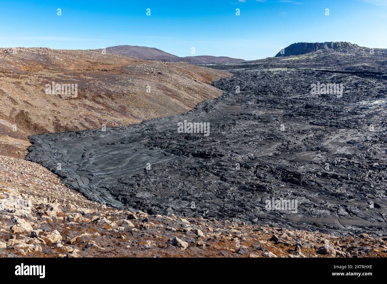 Fagradalsfjall volcano lava field with frozen basaltic lava created ...