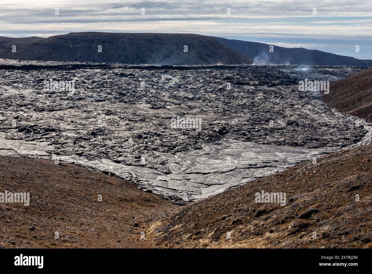 Fagradalsfjall volcano lava field with frozen basaltic lava created ...