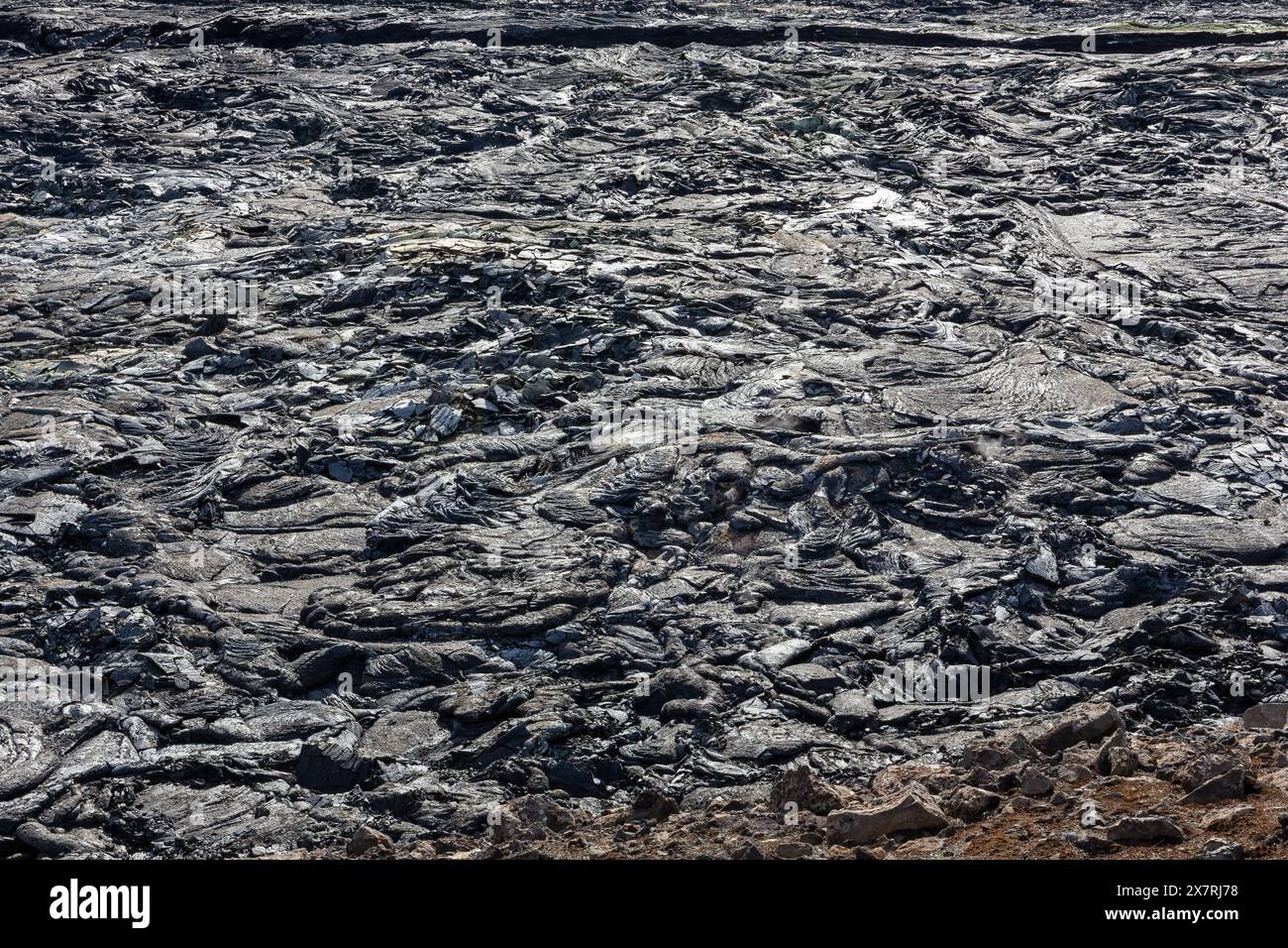 Molten basalt lava texture at Fagradalsfjall volcano lava field created ...