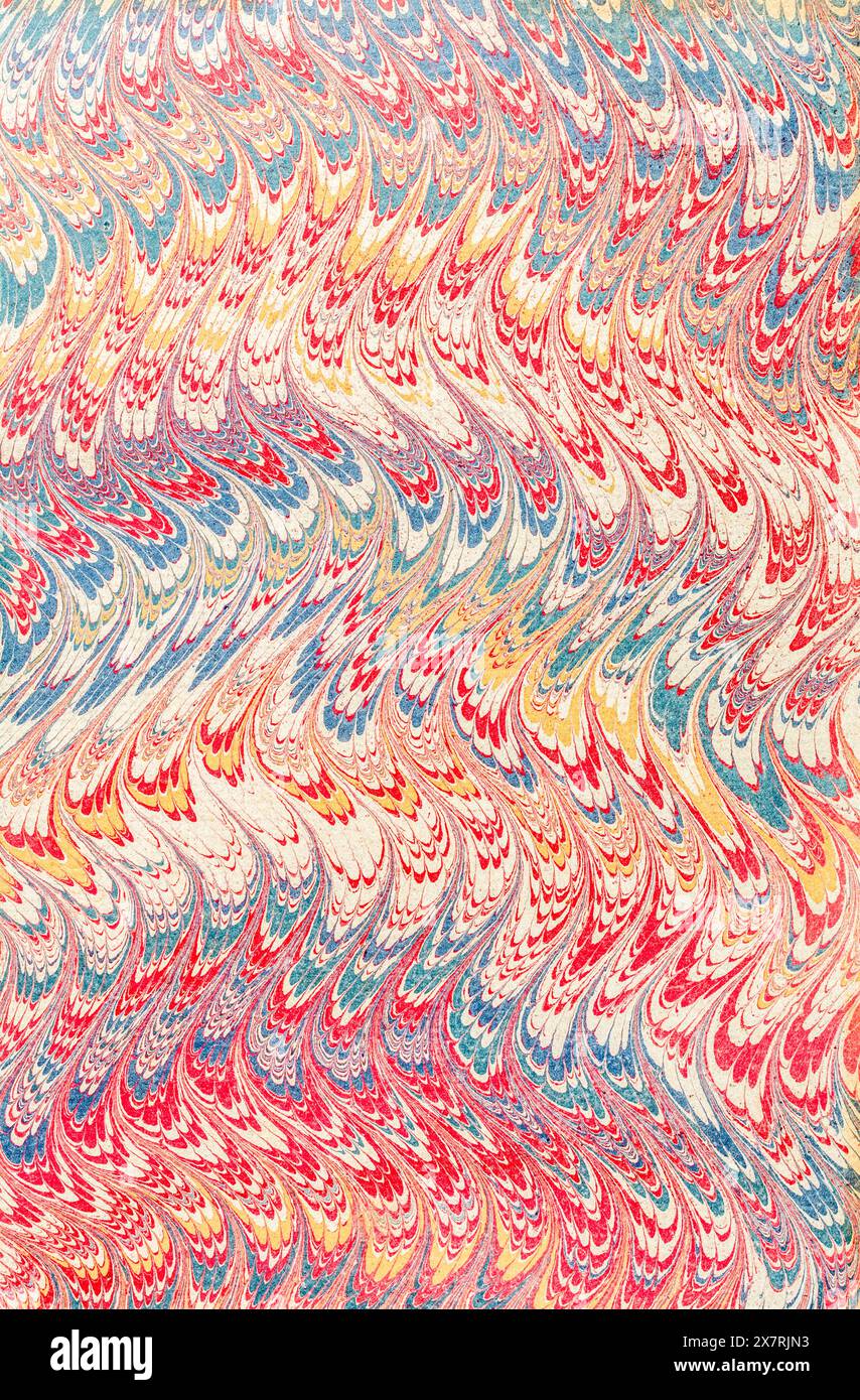 Marbled book endpaper from 1886 book. An example of old decorative art ...