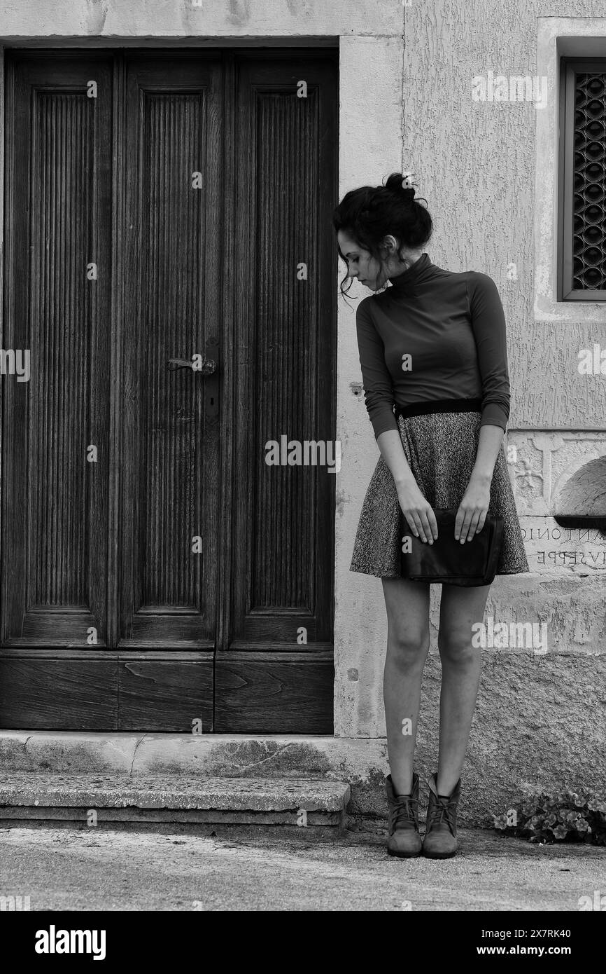 Brown front door in Black and White Stock Photos & Images - Alamy