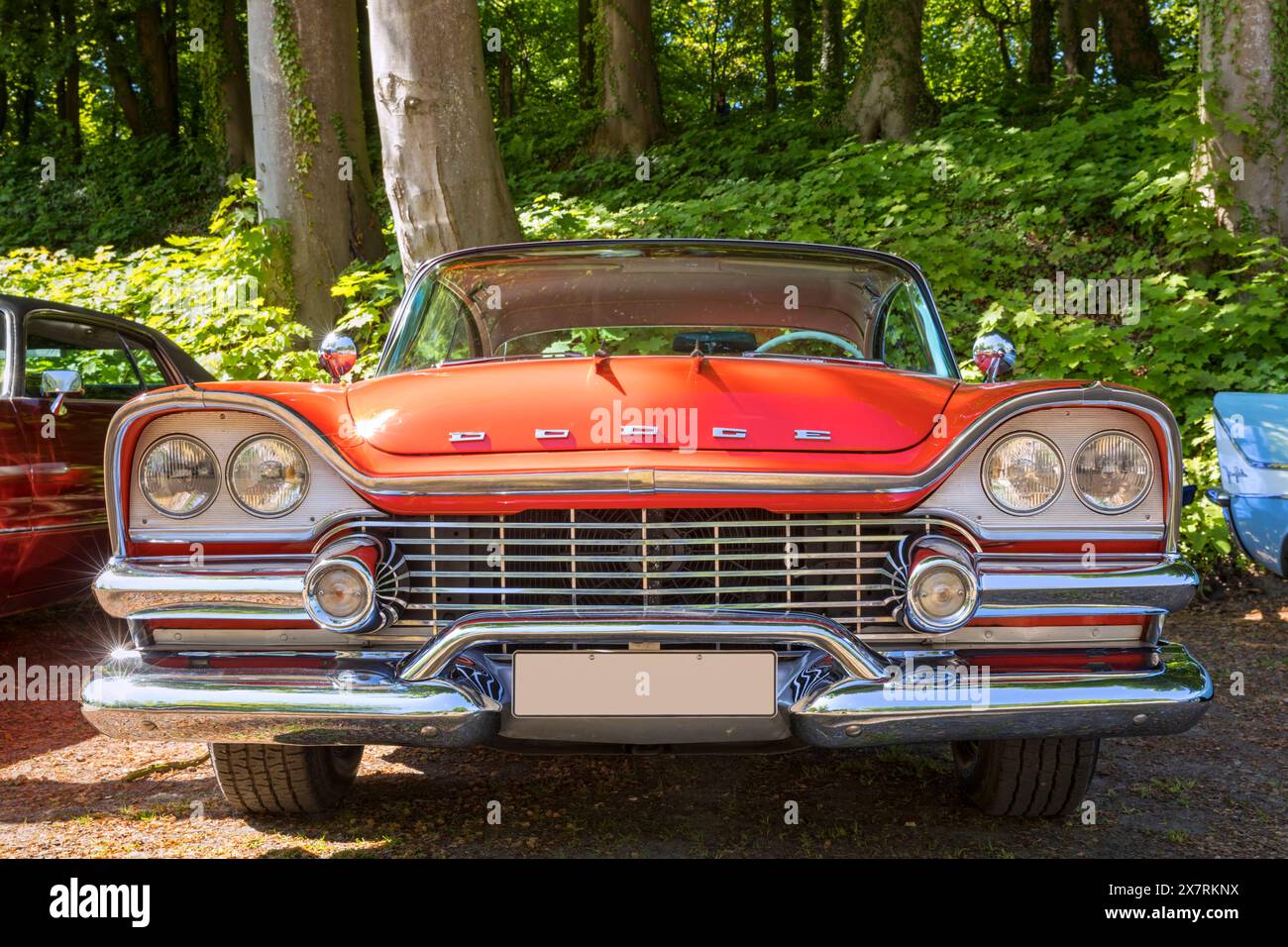 Stade, Germany – May 11, 2024: Low angle frontal view of a red and ...