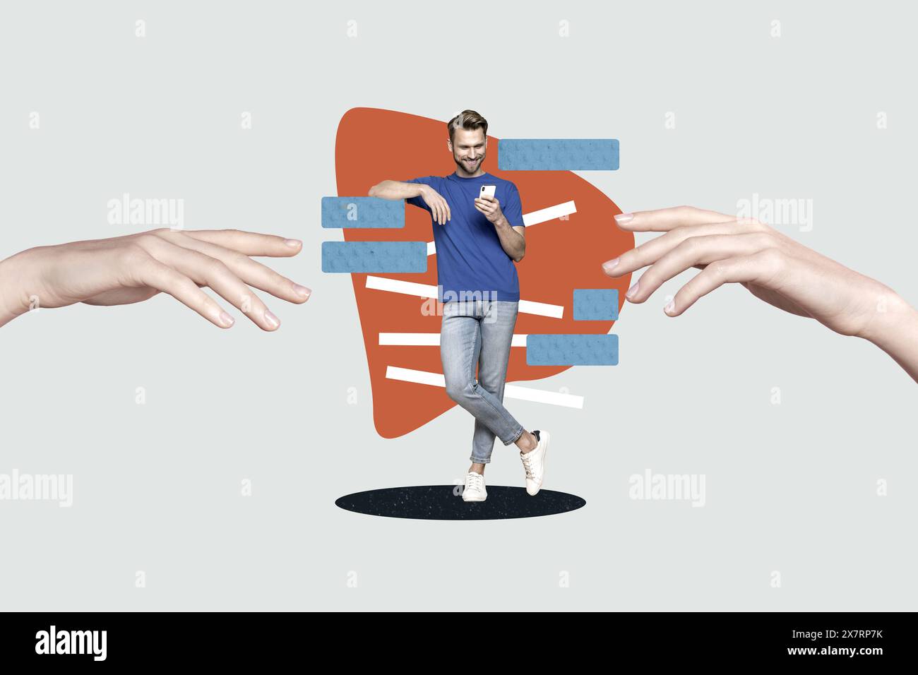 Composite artwork sketch image photo collage of young man stand type ...