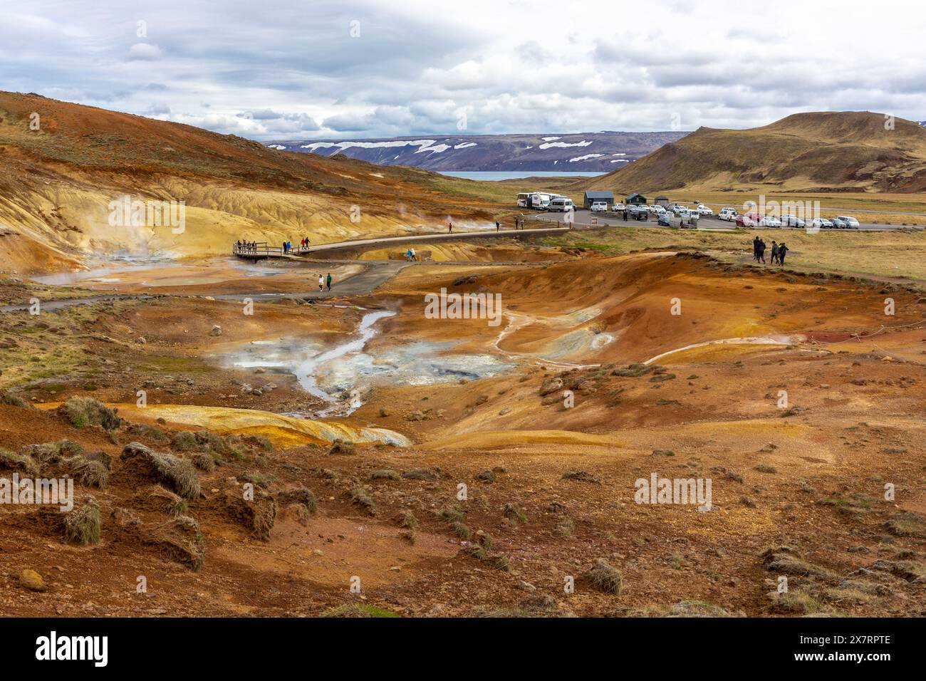 Seltun Geothermal Area in Krysuvik with steaming hot springs, yellow ...