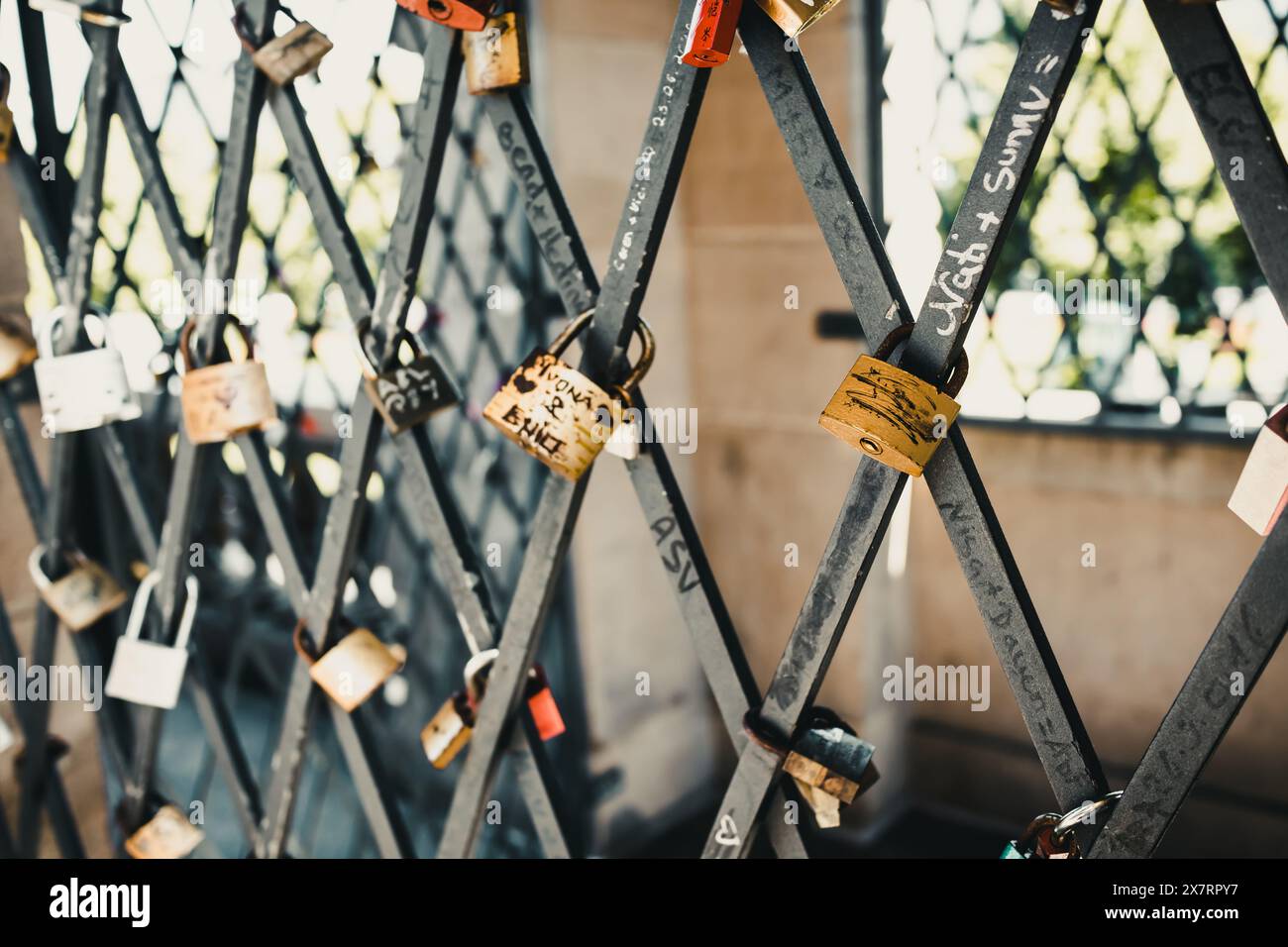 Vintage locks in soft focus as a symbol of love for friends and lovers ...