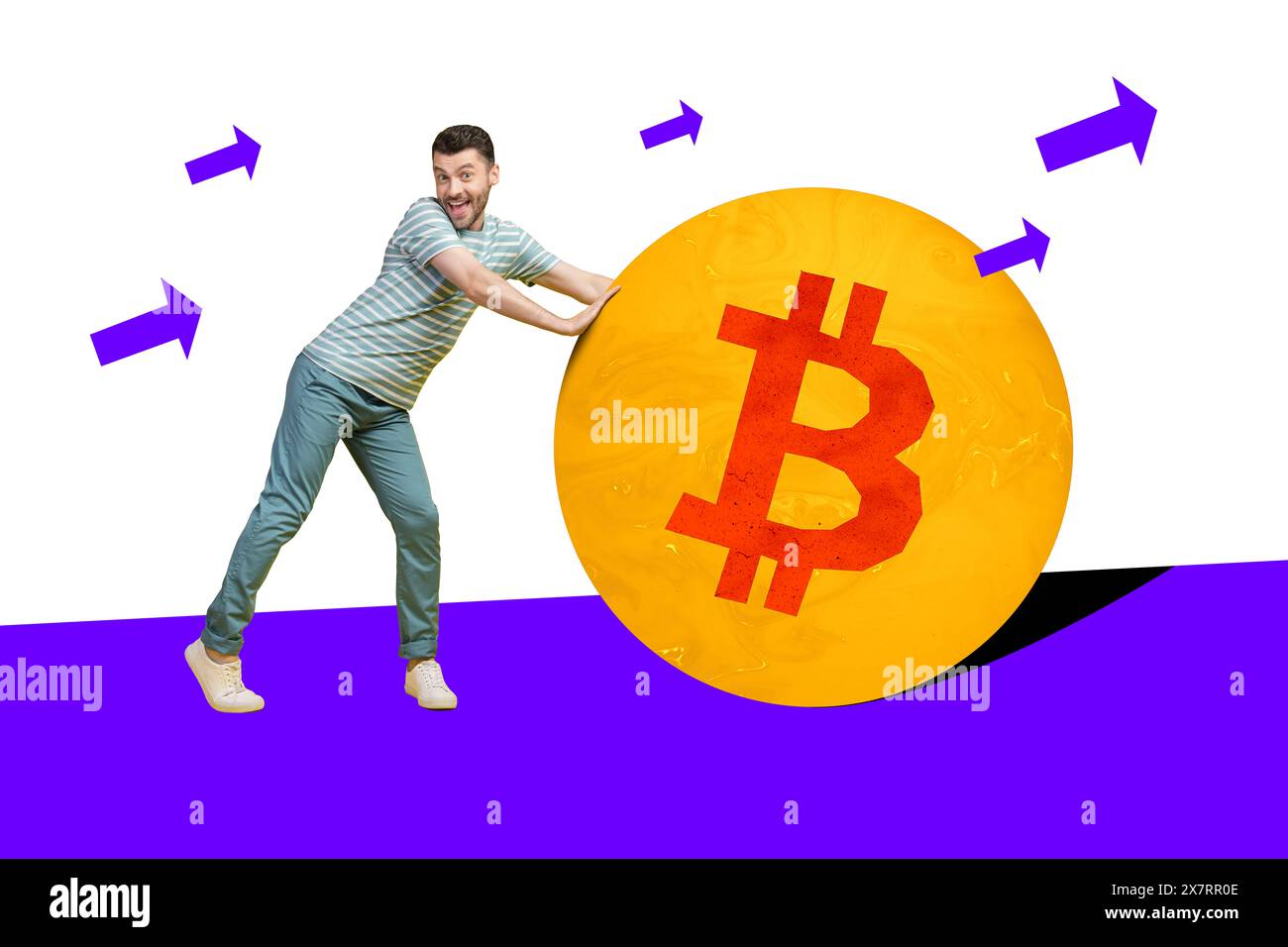 Trend artwork composite sketch image 3D photo collage of young man walk ...