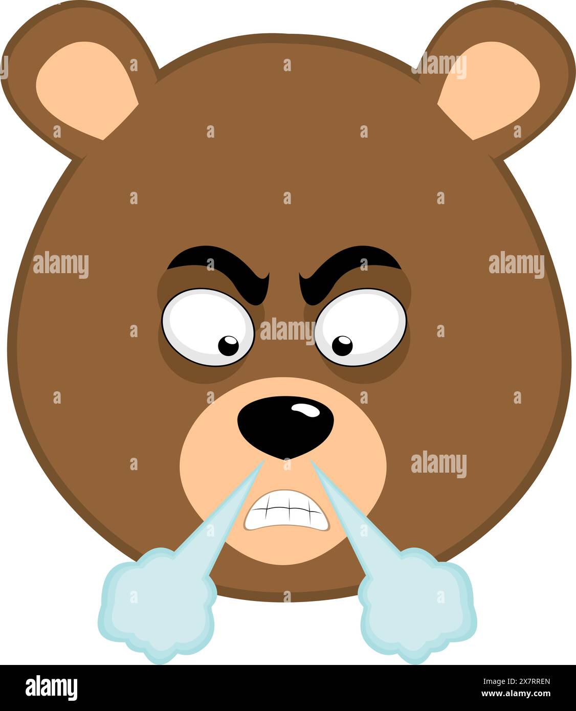 vector illustration face brown grizzly bear cartoon with angry ...