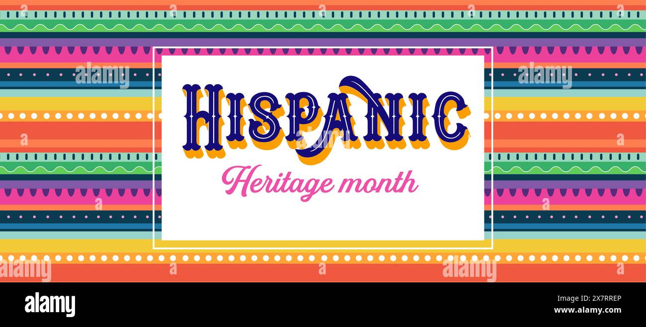 National hispanic heritage month celebration. Background, banner and card with flowers. Colorful ...
