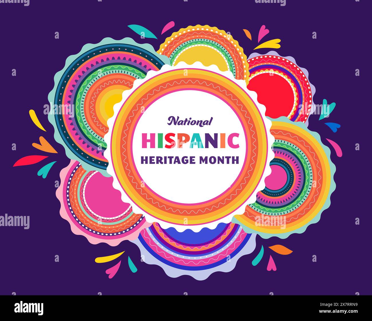 National hispanic heritage month celebration. Background, banner and card with flowers. Colorful ...