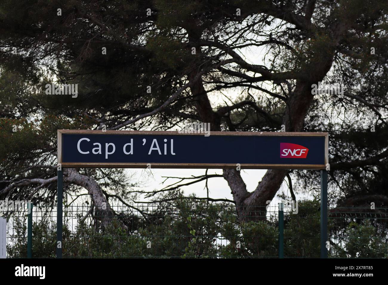 Cap D'Ail, France - 19.03.2023: Sign with the name of the town of Cap d ...