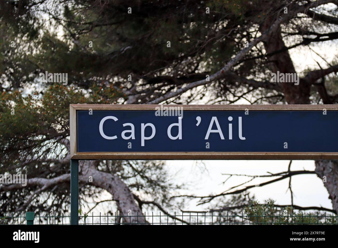 Cap D'Ail, France - 19.03.2023: Sign with the name of the town of Cap d ...