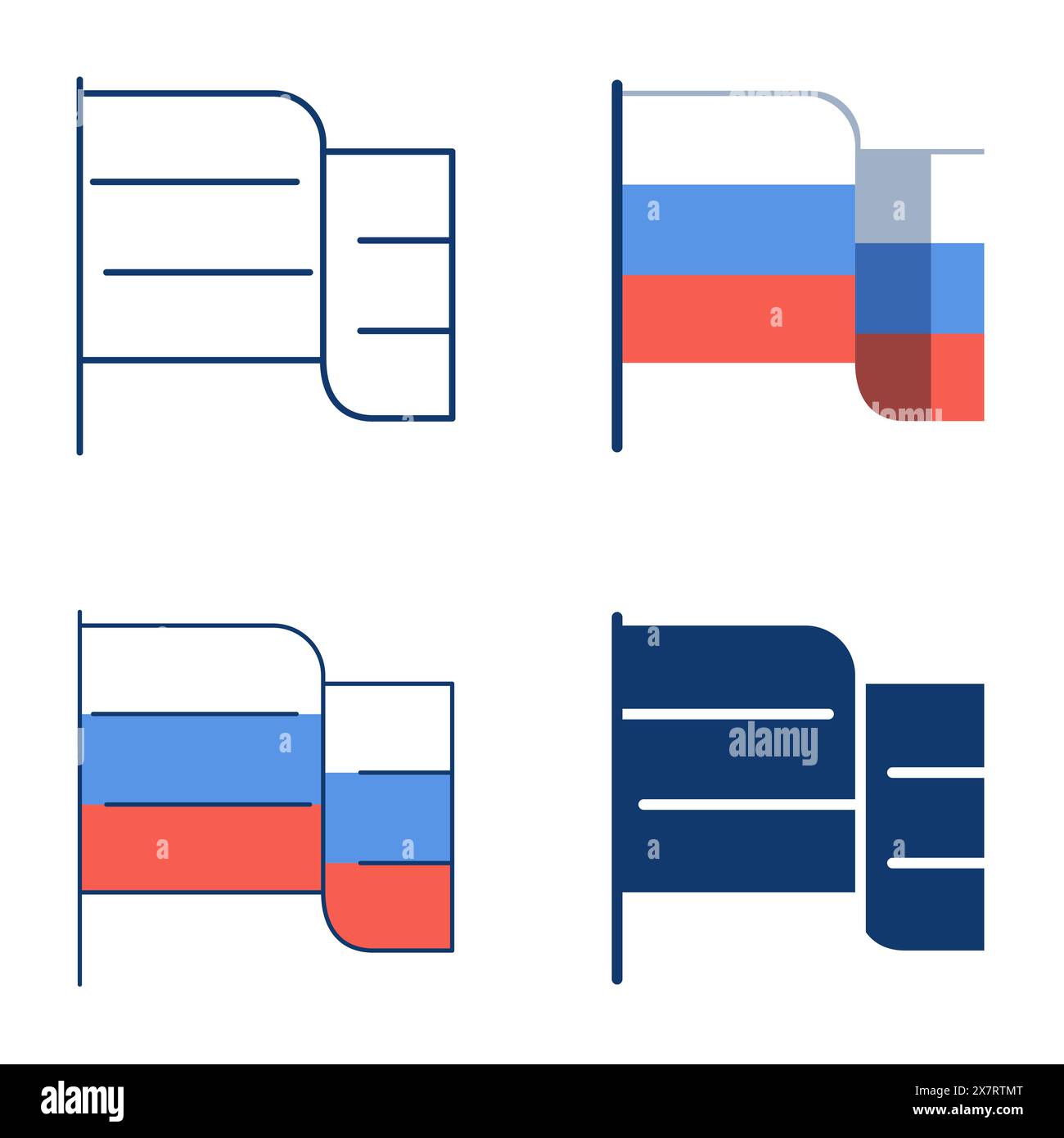 Russian national flag icon set in flat and line style. Flag of Russia ...
