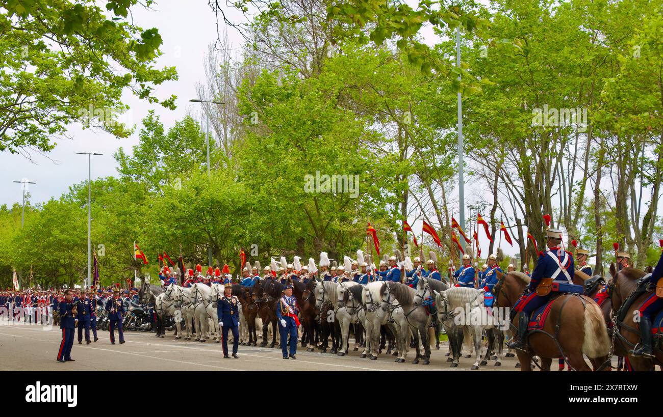 Military display of the Royal Guard in dress uniform on horseback ...