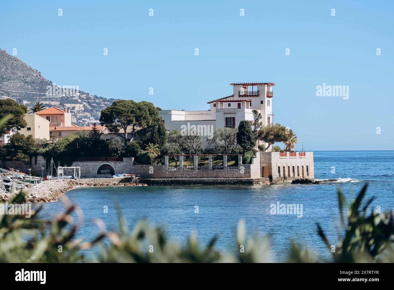 View of the famous Greek-style villa Kerylos, built in the early 20th ...