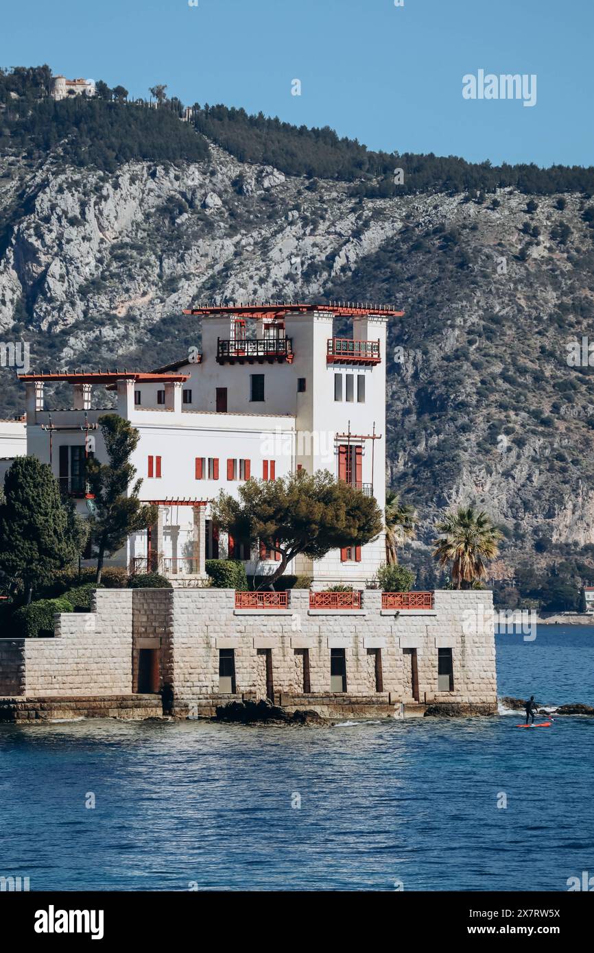 View of the famous Greek-style villa Kerylos, built in the early 20th ...