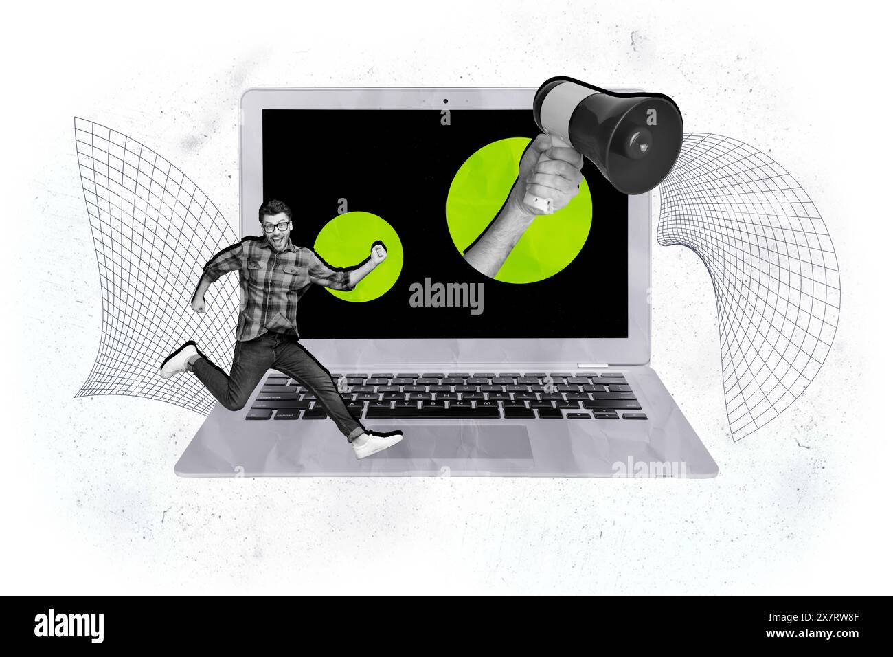 Composite trend artwork sketch image photo collage of modern laptop ...