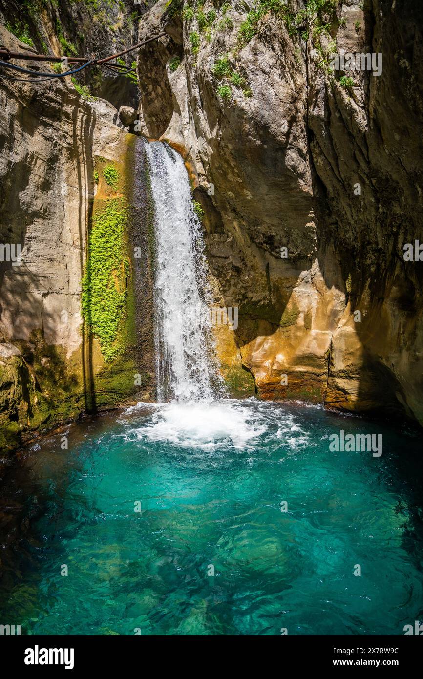 Sapadere canyon with cascades of waterfalls in the Taurus mountains ...