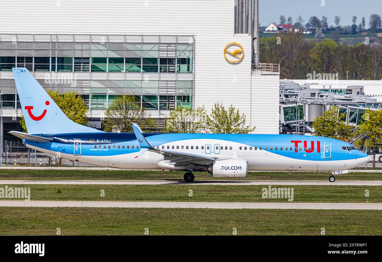 Munich, Germany, 6th Apr 2024: A Boeing 737-8K5 from TUI Fly taxis to ...