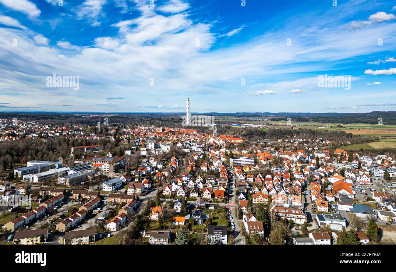 Rottweil, Germany, 2nd Mar 2024:View over the city of Rottweil. The TK ...