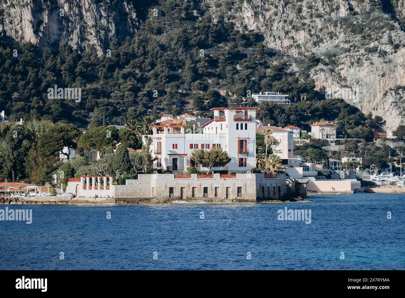 View of the famous Greek-style villa Kerylos, built in the early 20th ...