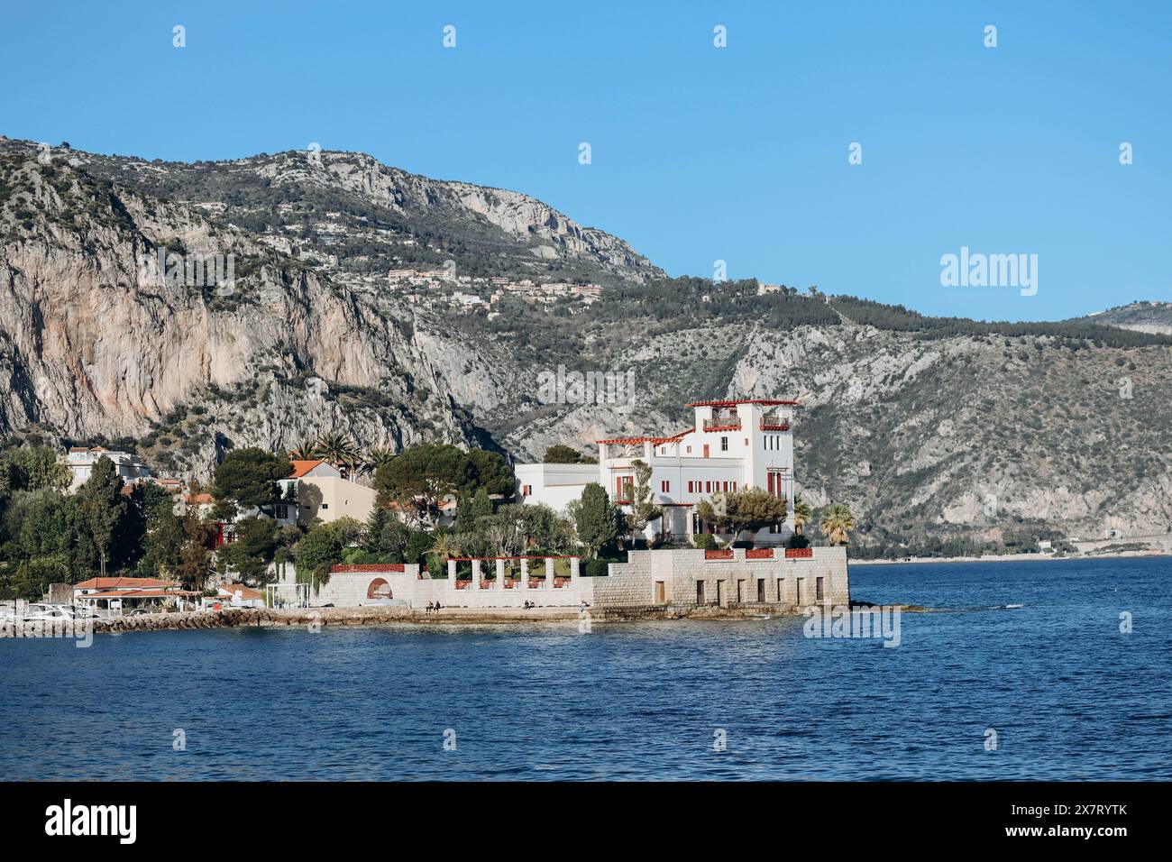 View of the famous Greek-style villa Kerylos, built in the early 20th ...