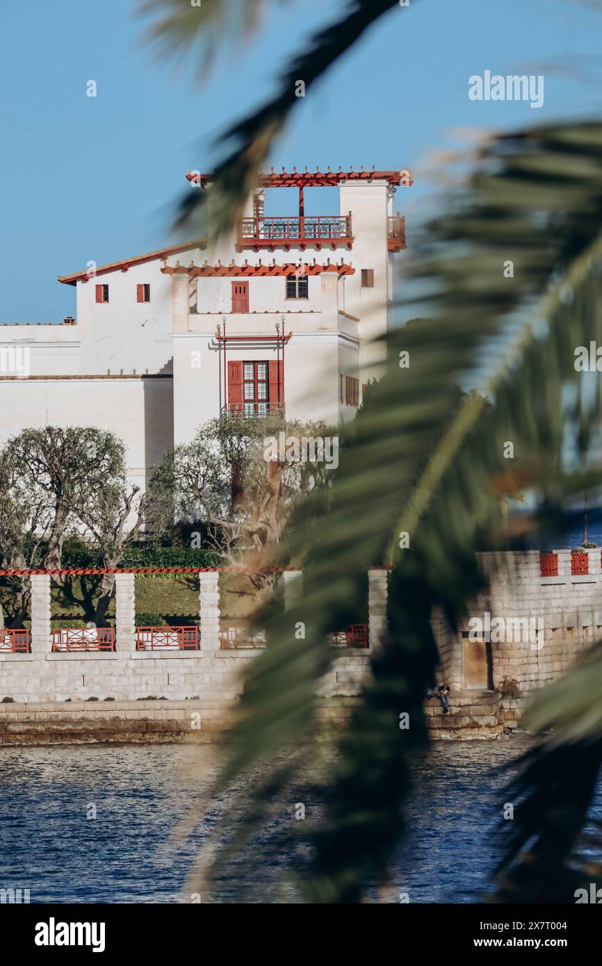 View of the famous Greek-style villa Kerylos, built in the early 20th ...