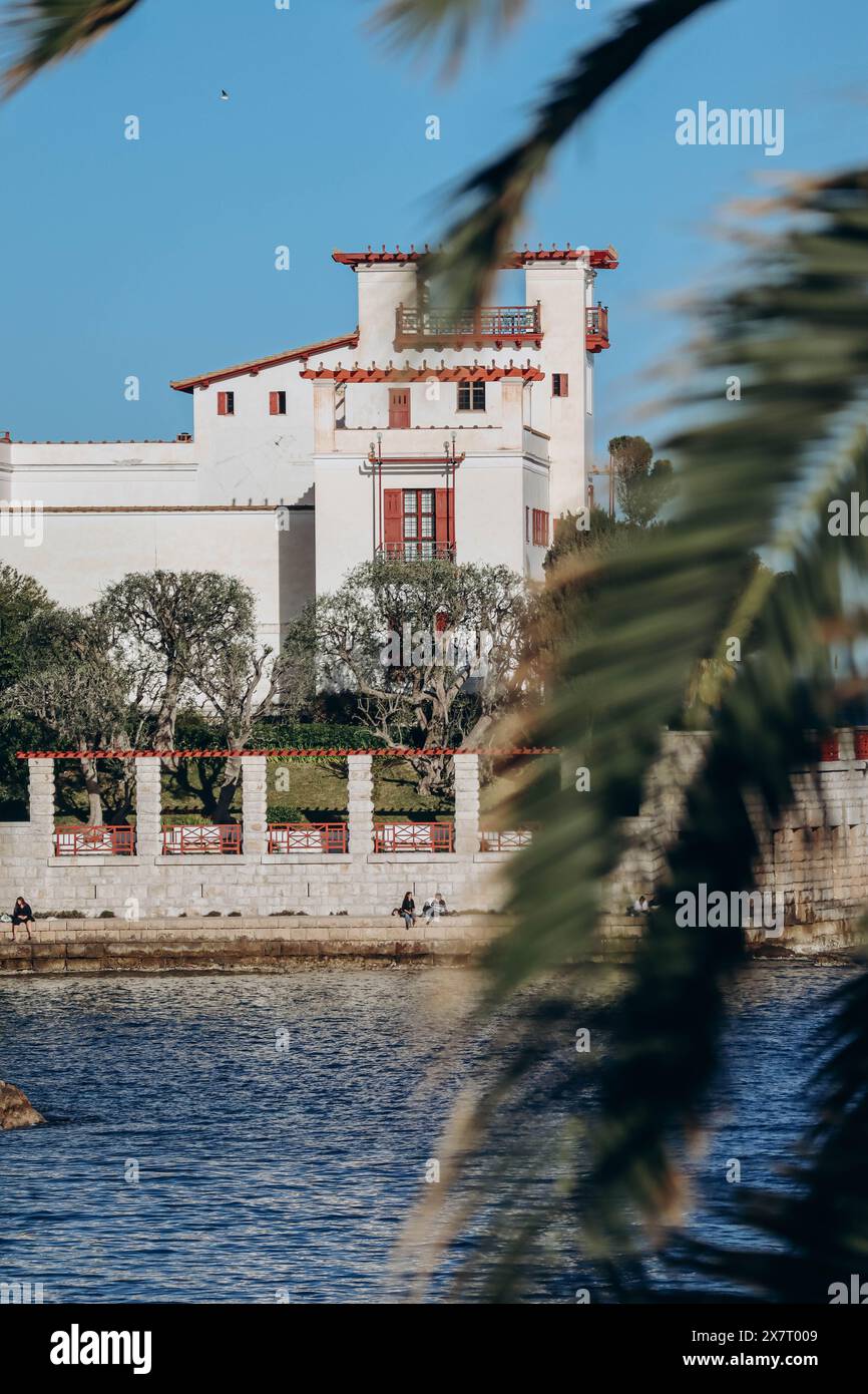 View of the famous Greek-style villa Kerylos, built in the early 20th ...