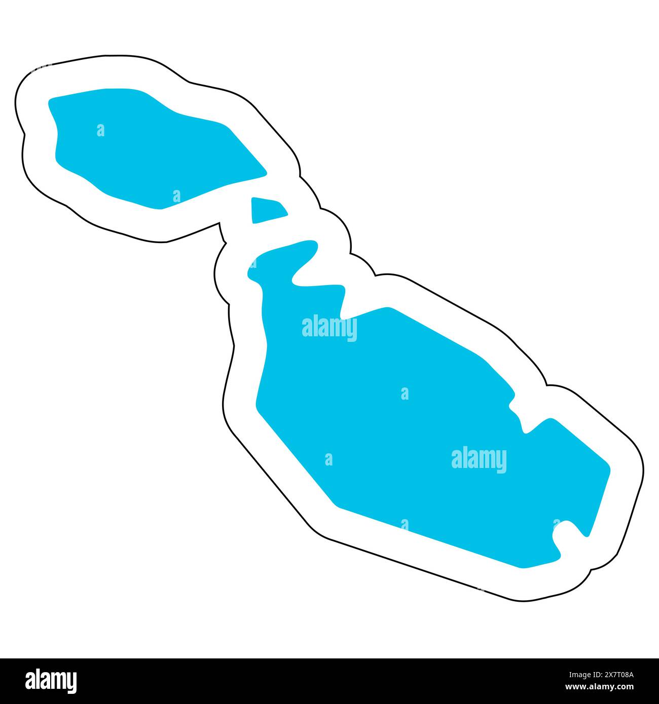 Malta country silhouette. High detailed map. Solid blue vector sticker ...