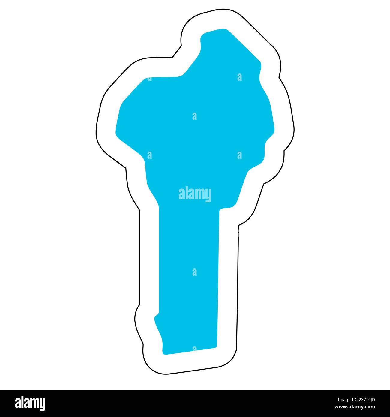 Benin country silhouette. High detailed map. Solid blue vector sticker ...