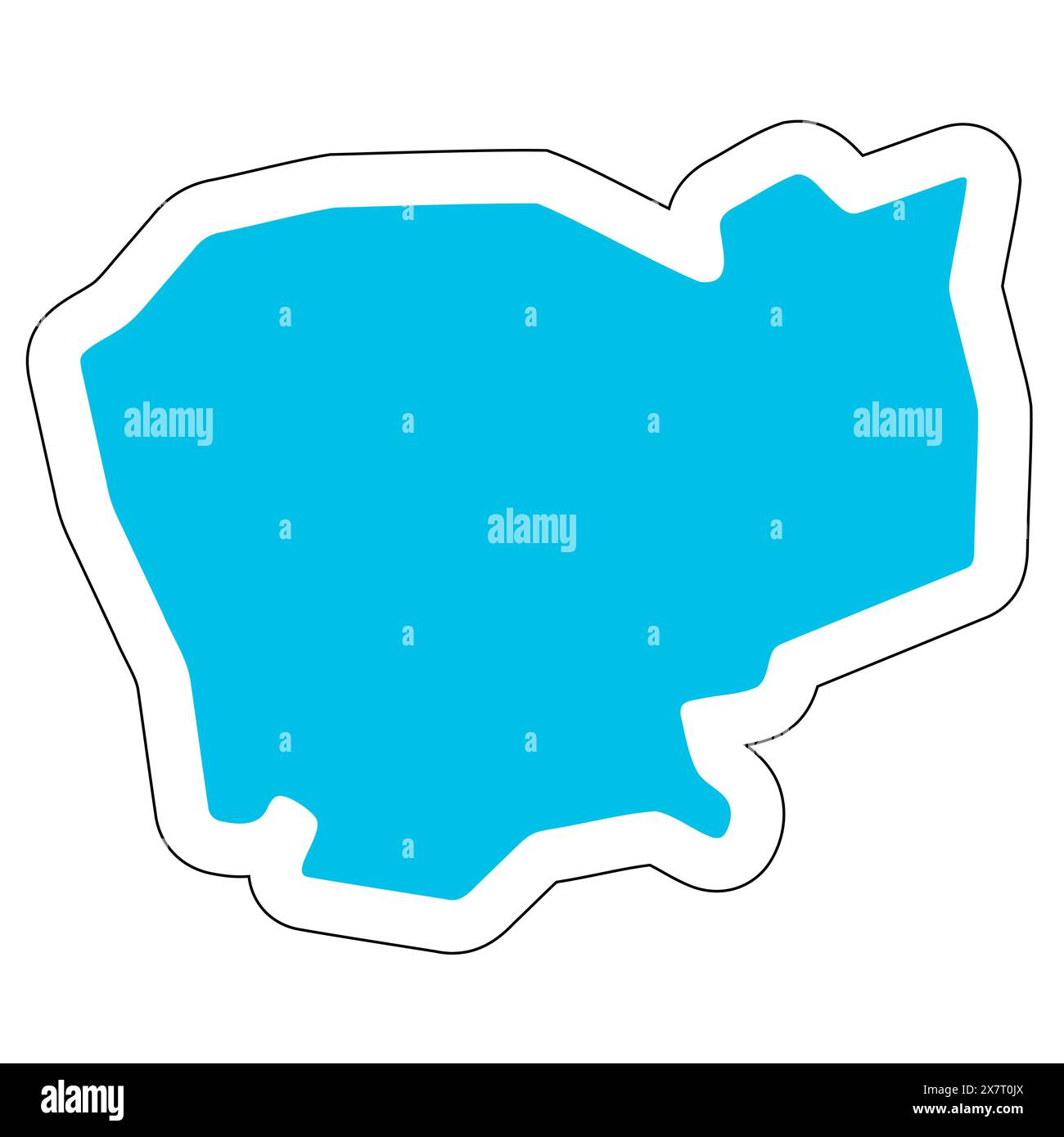 Cambodia country silhouette. High detailed map. Solid blue vector ...