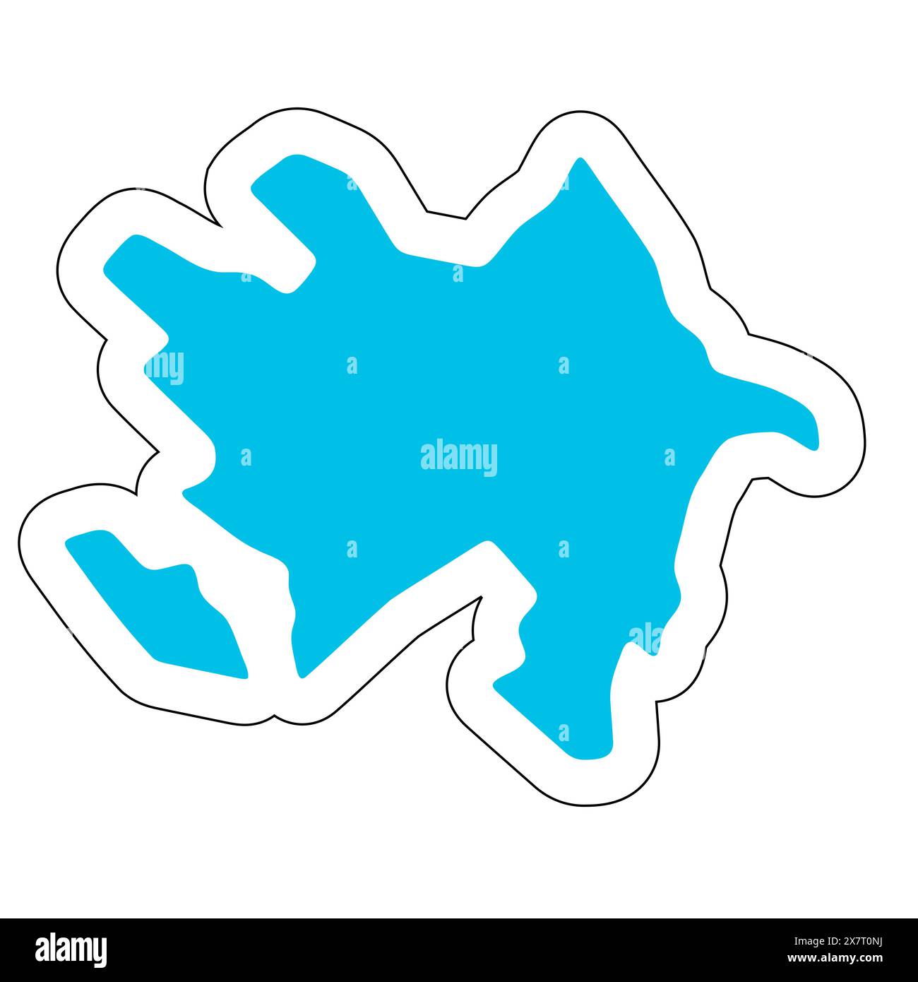 Azerbaijan country silhouette. High detailed map. Solid blue vector ...