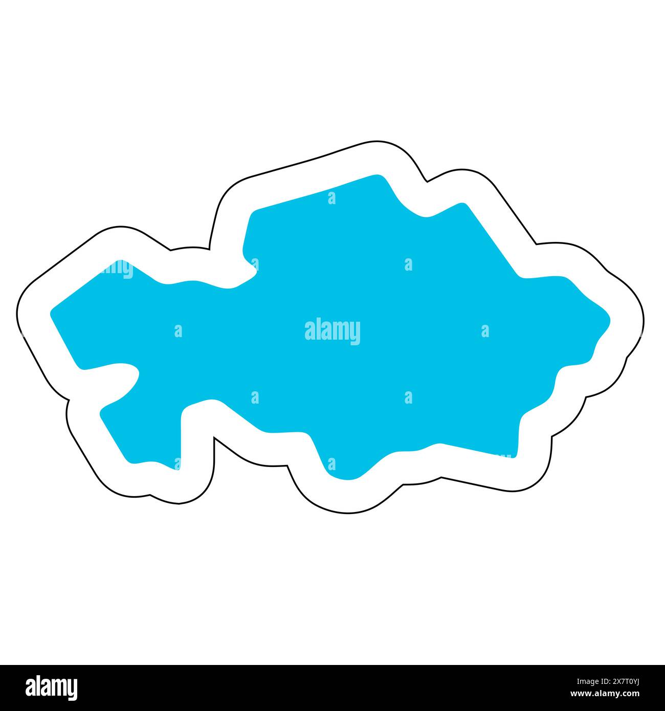 Kazakhstan country silhouette. High detailed map. Solid blue vector ...
