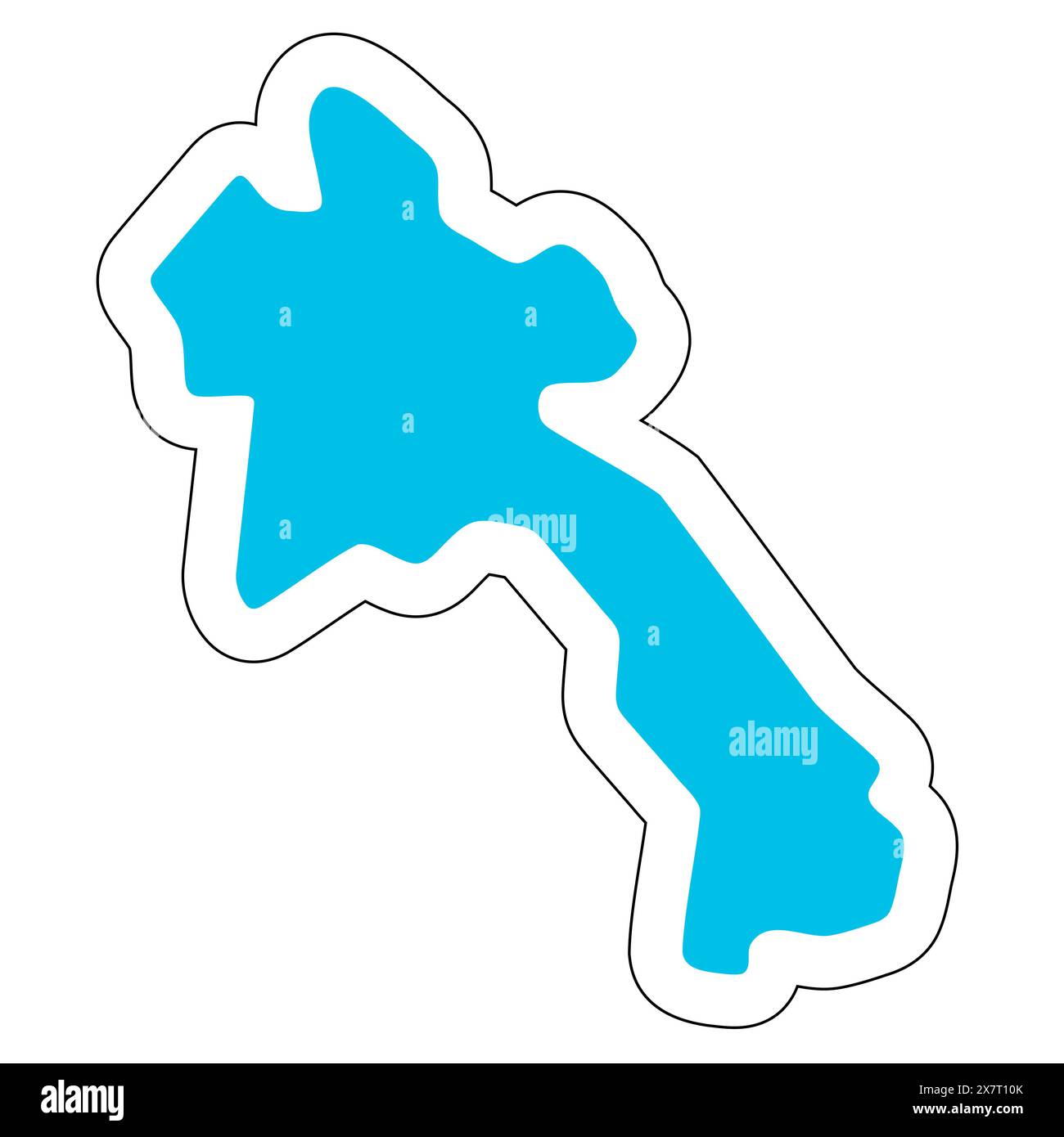 Laos country silhouette. High detailed map. Solid blue vector sticker ...