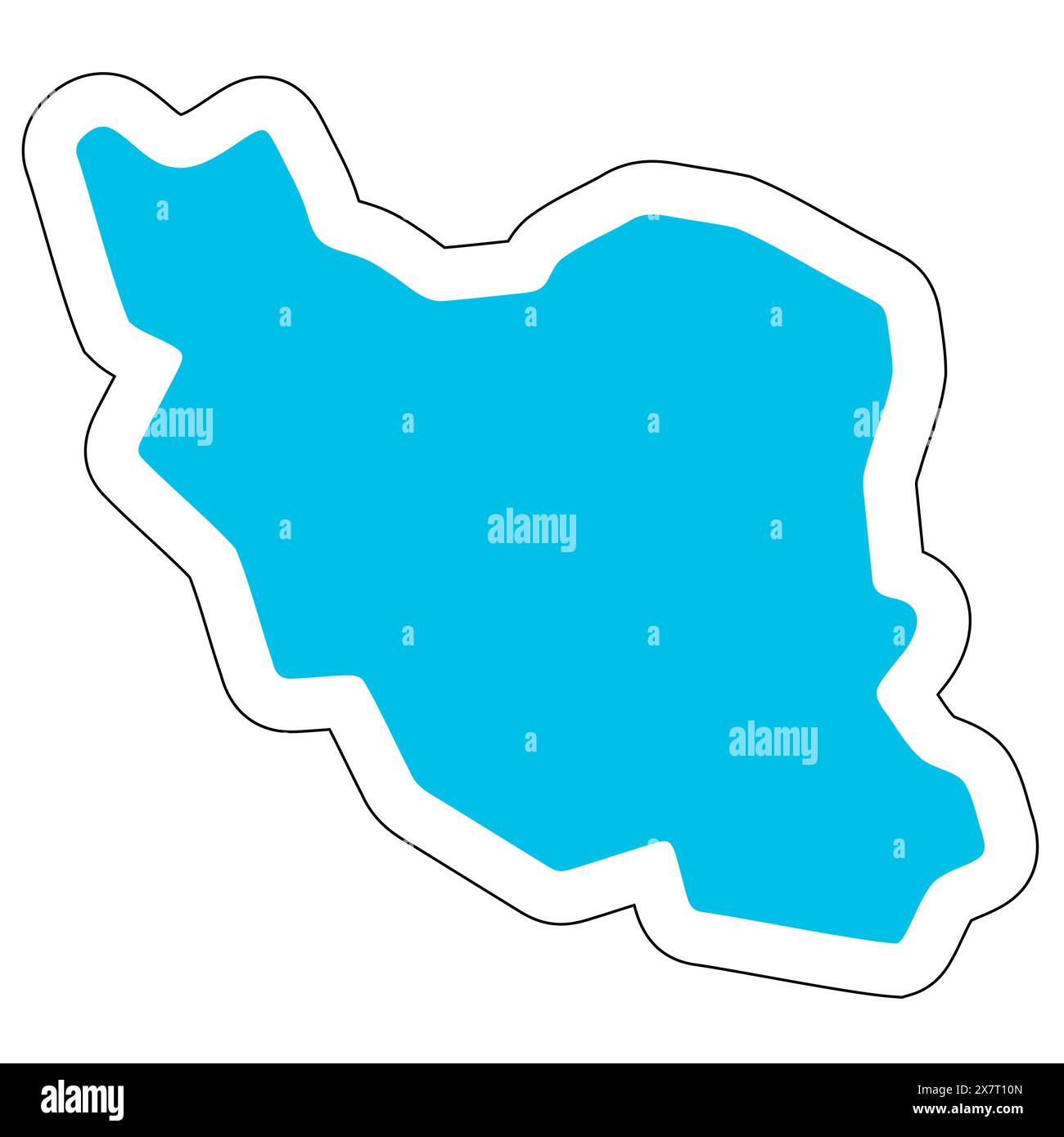 Iran country silhouette. High detailed map. Solid blue vector sticker ...