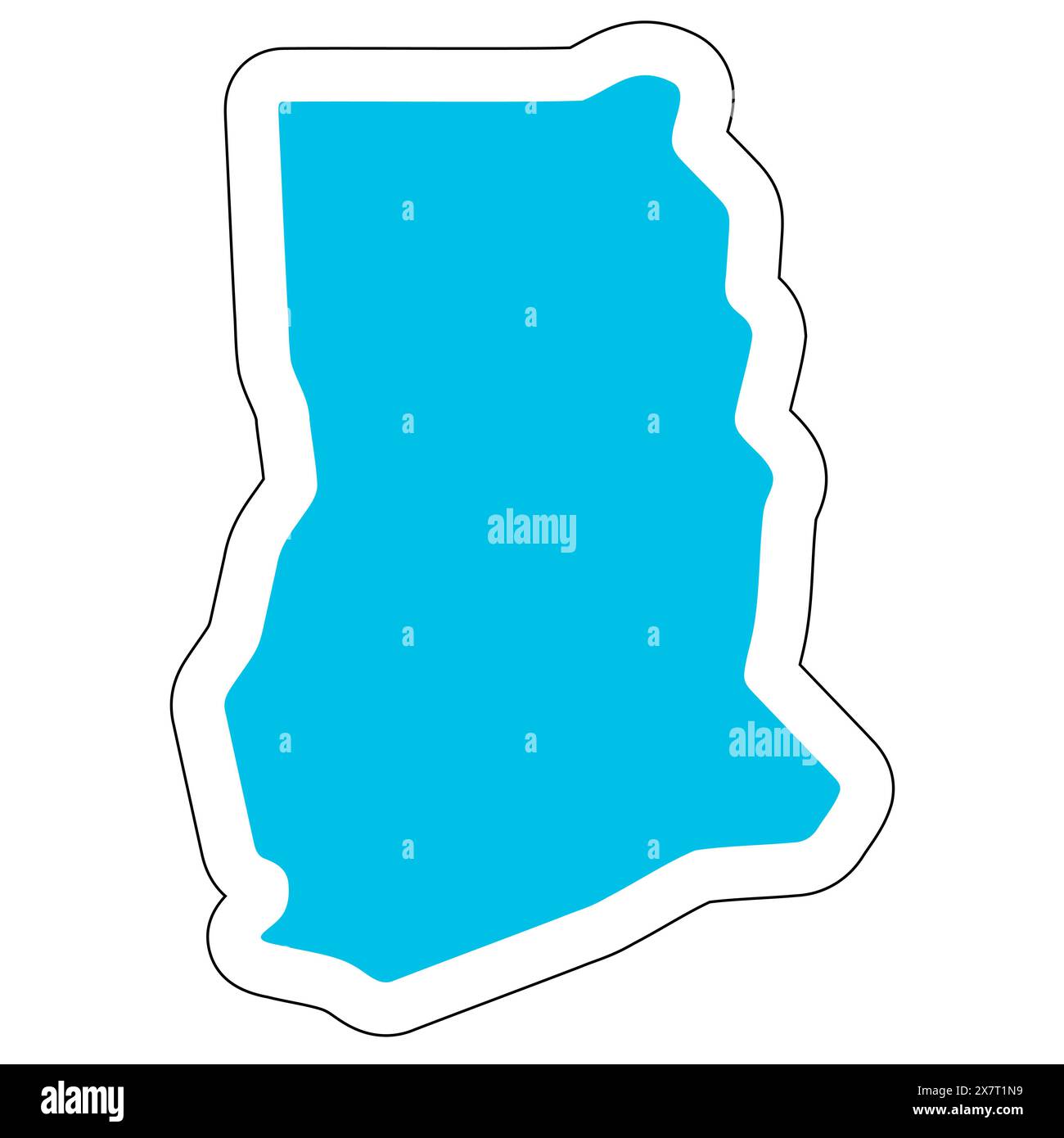 Ghana country silhouette. High detailed map. Solid blue vector sticker ...