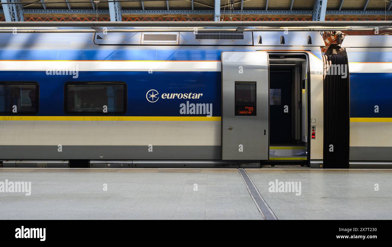 London, UK - March 23, 2024; Eurostar international passenger train ...