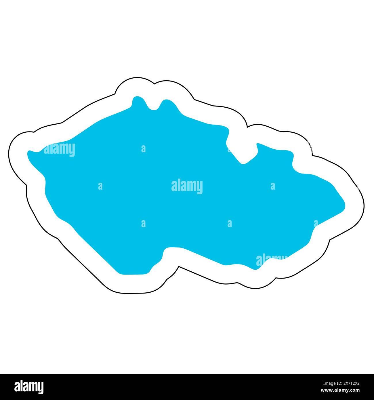 Czech Republic Country Silhouette High Detailed Map Solid Blue Vector Sticker With White