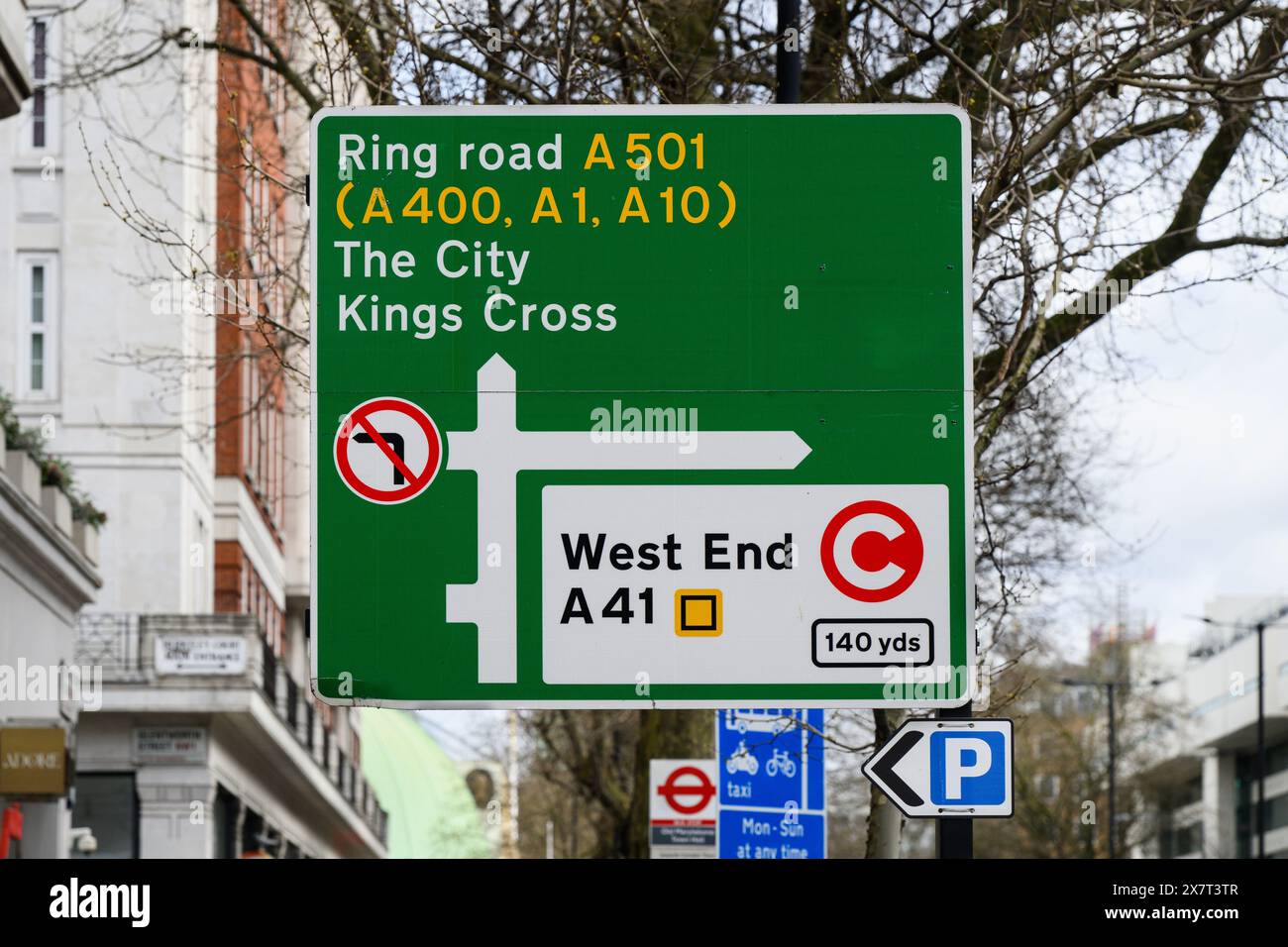London, UK - March 23, 2024; London trunk road intersection sign for ...