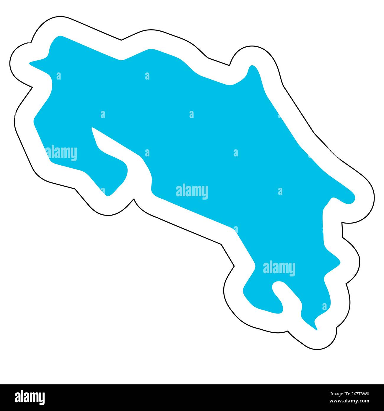 Costa Rica country silhouette. High detailed map. Solid blue vector ...