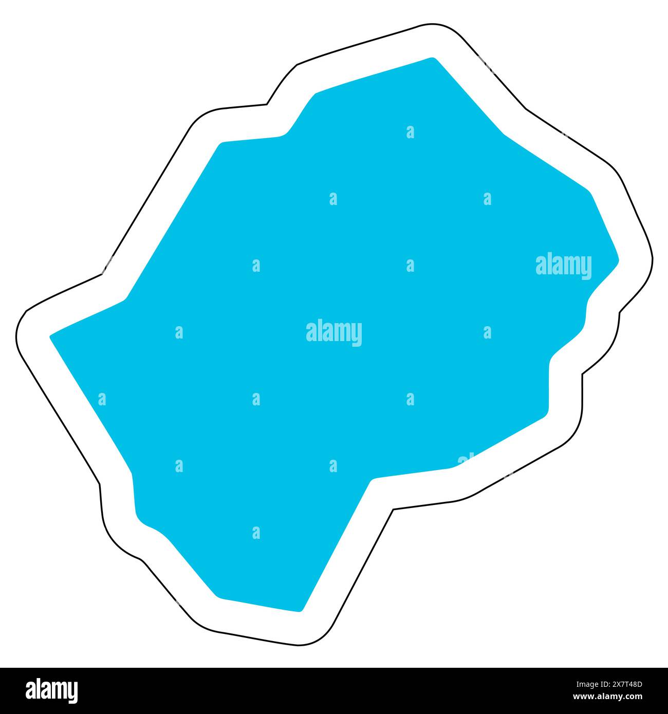Lesotho country silhouette. High detailed map. Solid blue vector ...