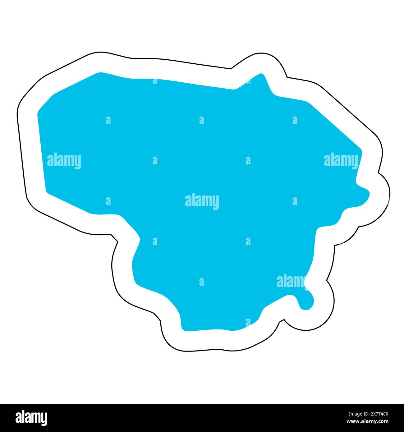 Lithuania country silhouette. High detailed map. Solid blue vector ...