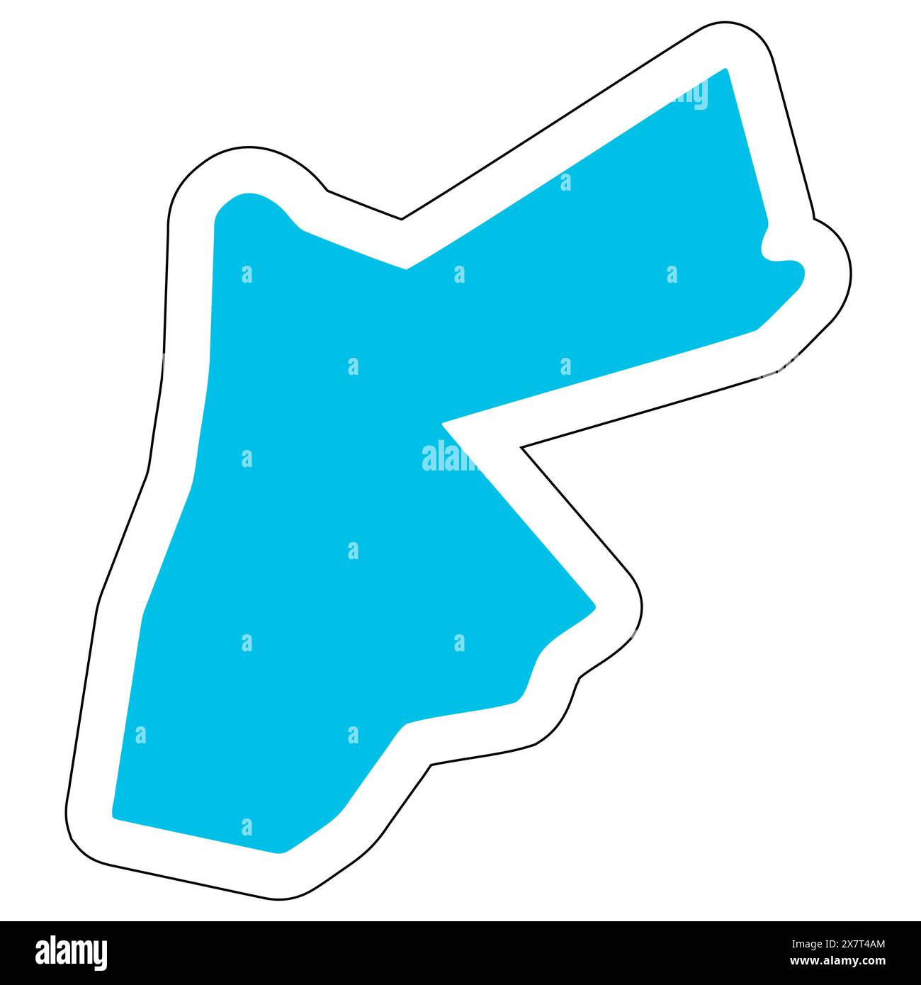 Jordan country silhouette. High detailed map. Solid blue vector sticker with white contour ...